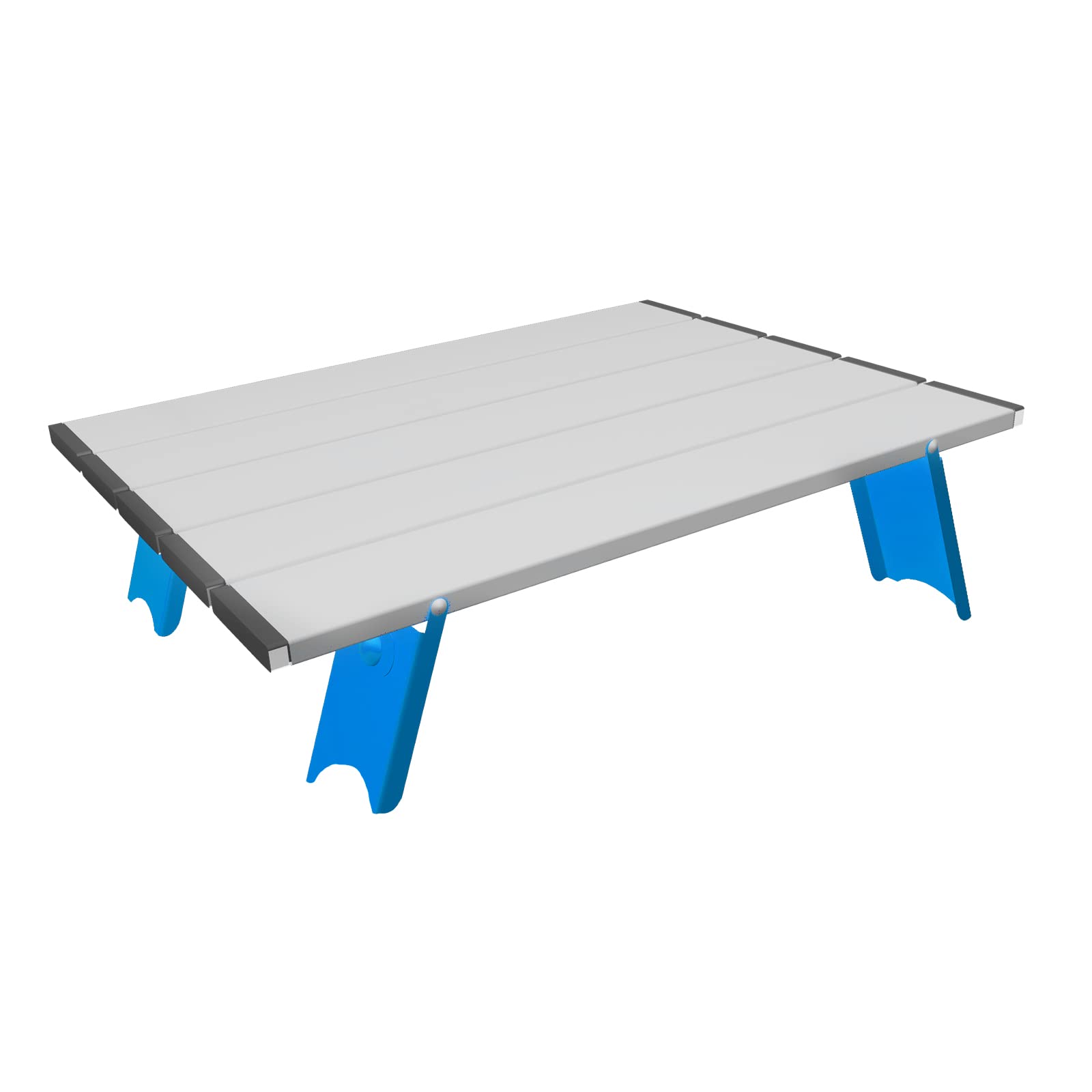 PORLAE Beach Table for Sand Foldable,Small Portable Camping Table ,Collapsible Compact Aluminum Tables with Carry Bag(Sliver-Blue)