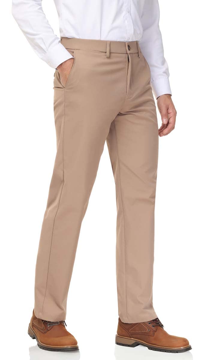 Soojun Men's Classic Fit Wrinkle Resistant Comfort Waist Flex Pant, Navy, 34Wx30L