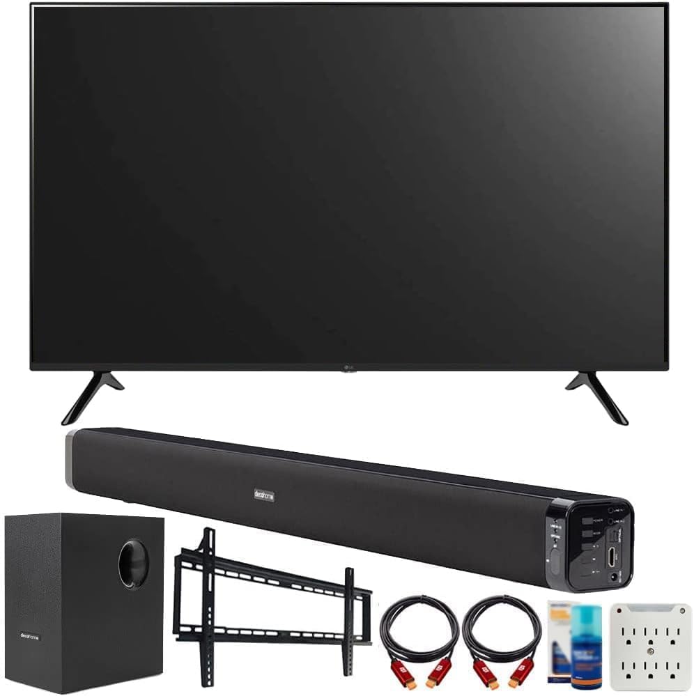 SAMSUNG 55" TU690T Crystal UHD 4K HDR Tizen Smart TV (2023) Bundle with Bundle with Deco Gear Home Theater Soundbar with Subwoofer, Wall Mount Accessory Kit, 6FT 4K HDMI 2.0 Cables and More