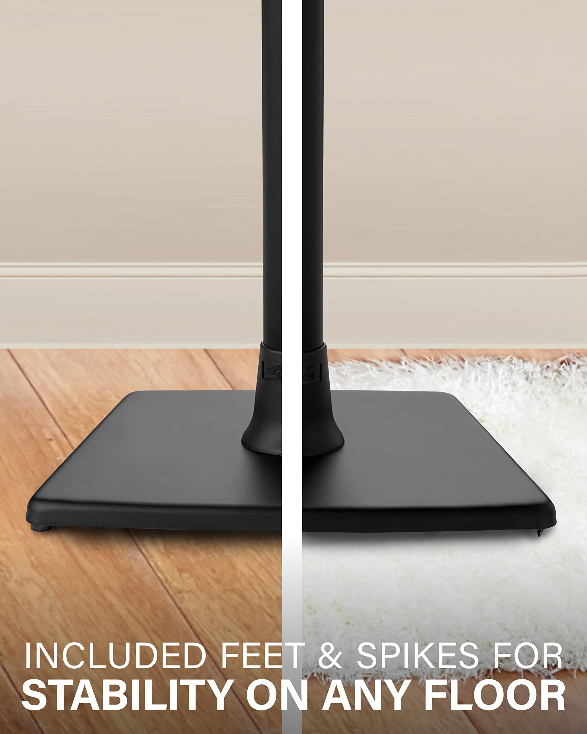 Sanus Speaker Stands Pair for Sonos One, One SL & Play:1 Speakers - Premium Fixed Height Speaker Stands w/Built-in Cable Management Channels & Easy 3-Step Install - Black Stands Pair