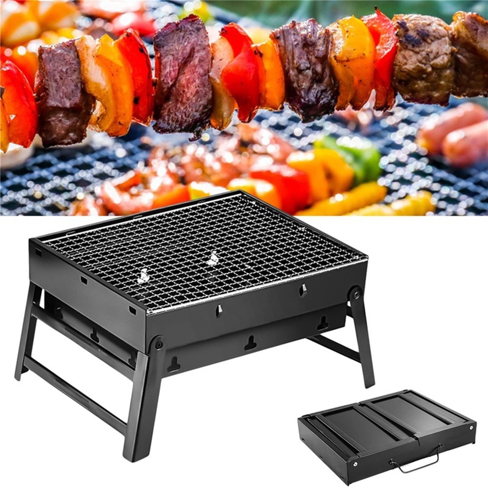 TBMAKE Grills Thicken Foldable Portable BBQ Grill Patio Barbecue Grill Stove Outdoor Camping Picnic Barbecue Compact Charcoal Barbecue BBQ