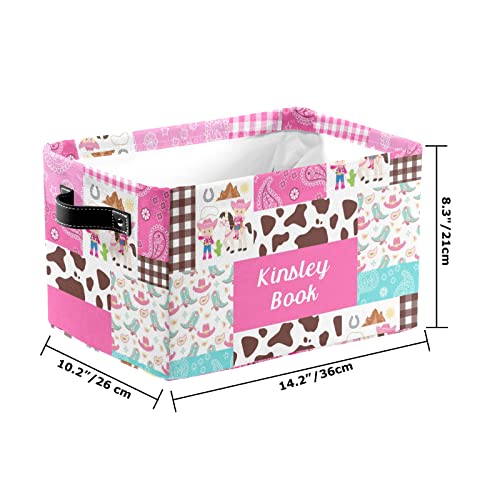Storage Baskets Western Cowgirl Cartoon Storage Baskets for Organizing, Foldable Storage Baskets for Shelves, Fabric Storage Bins with Handles 1 Pack