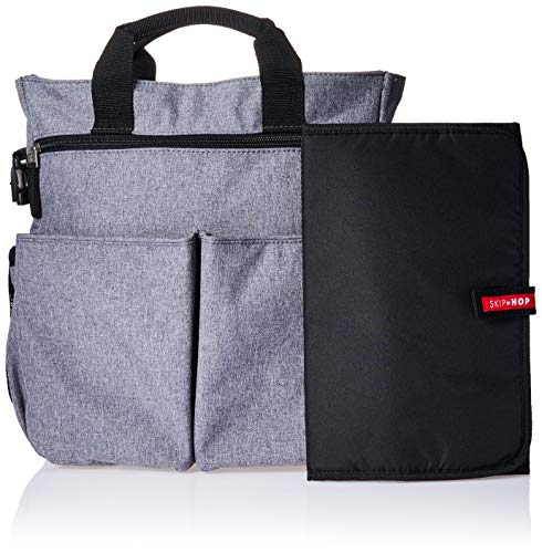 Skip Hop Messenger Diaper Bag with Matching Changing Pad, Duo Signature, Heather Grey