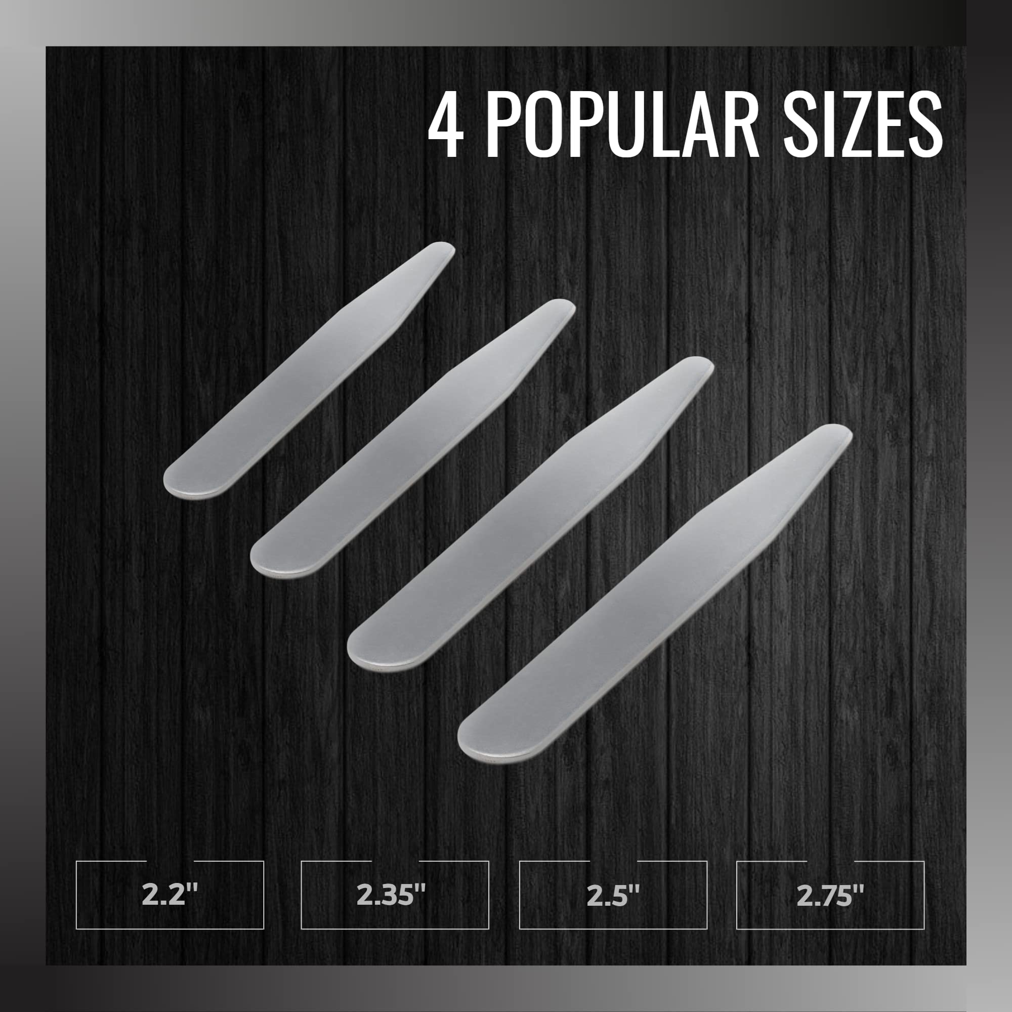 Quality Stays Metal Collar Stays for Men β 40 Collar Stays for Men's Dress Shirts - 4 Sizes
