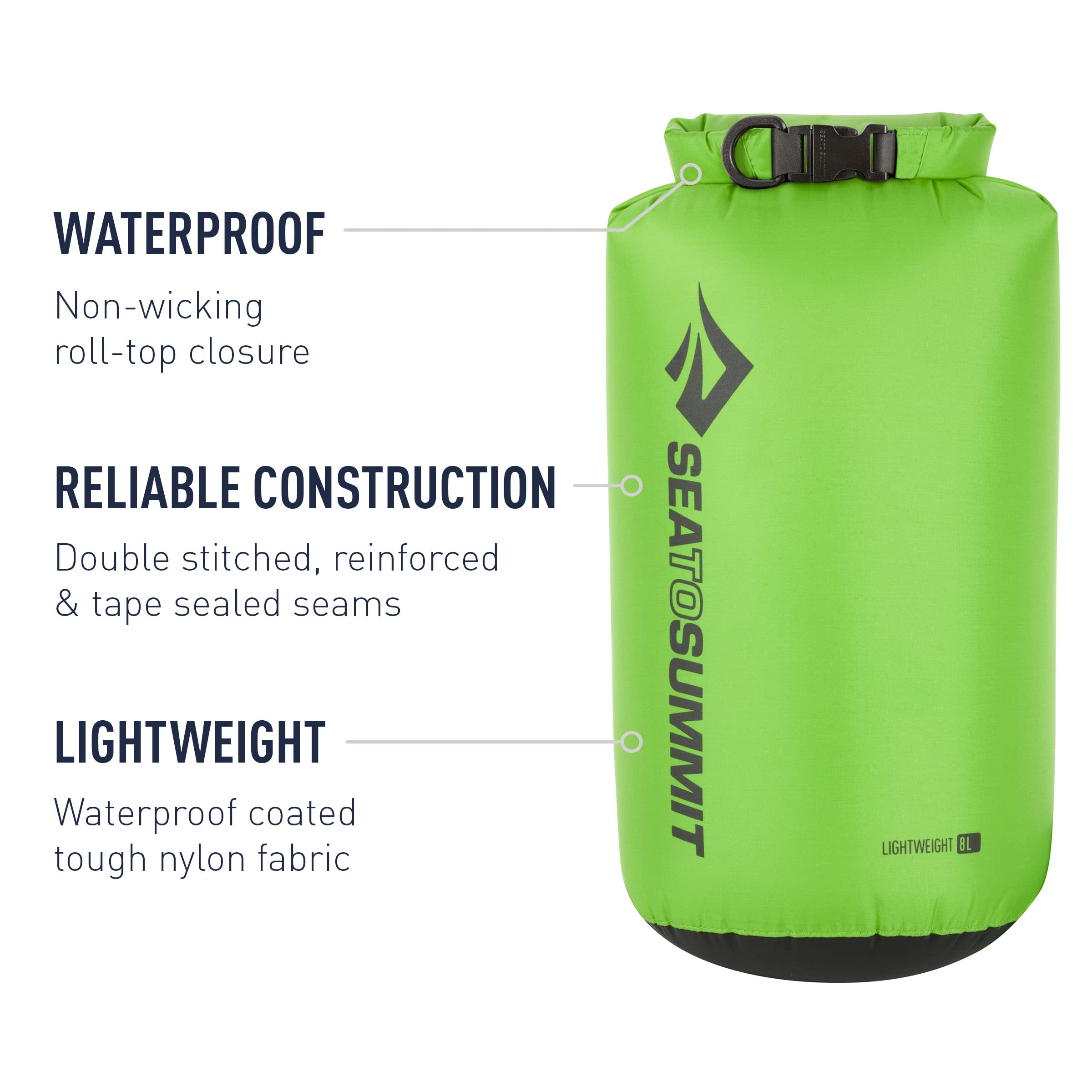 Sea to Summit Lightweight Dry Sack, All-Purpose Dry Bag, 2 Liter, Black