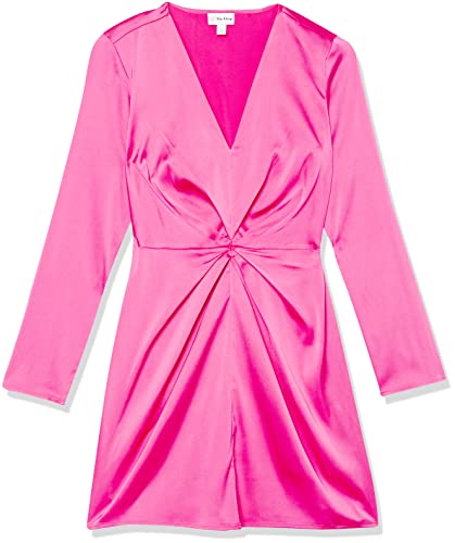 The Drop Women's Tate Twist Front Deep Vneck Mini Dress HOT PINK, 3X, Plus Size