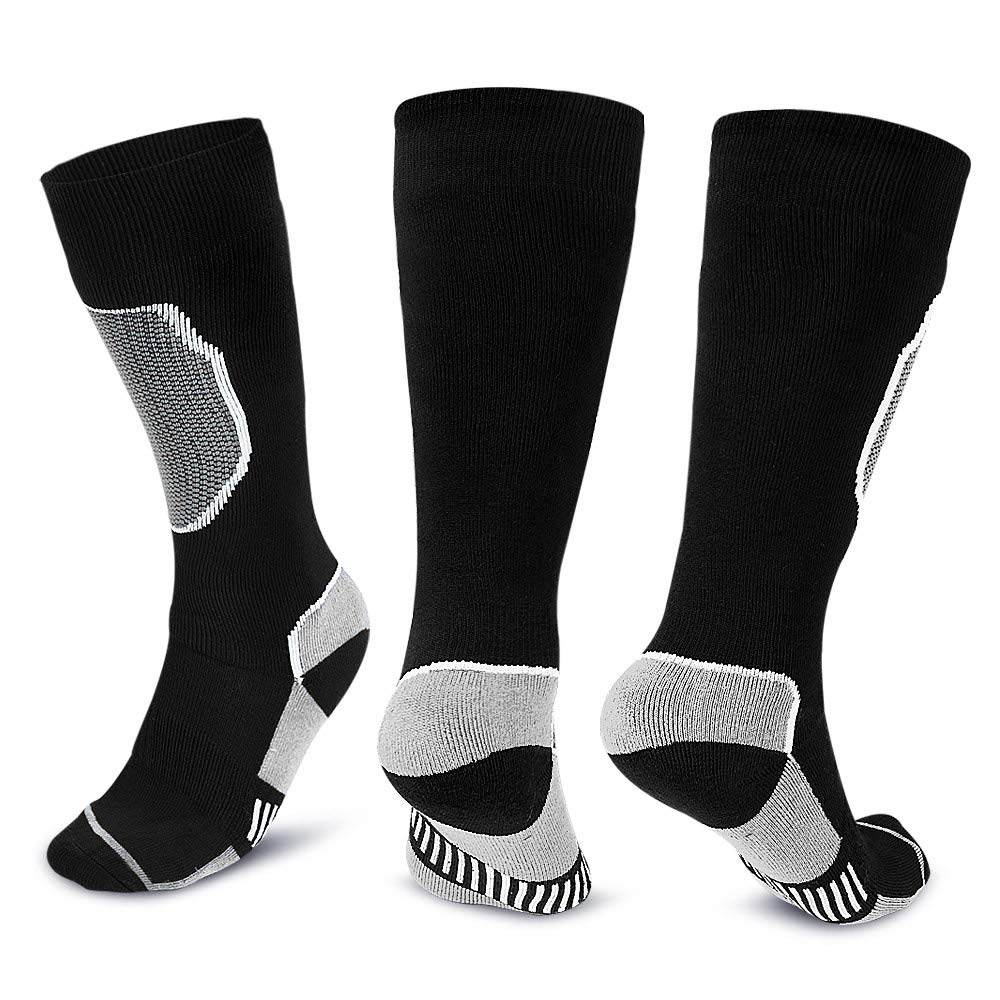 ZEPOHCK [2 Pairs Winter Thicken Sports Ski Socks, Calf Compression Thermal Socks for Men and Women