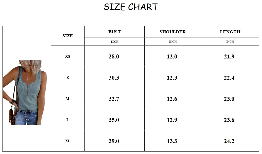 Saodimallsu Womens Summer Ribbed V Neck Zip Up Cami Tank Tops Casual Sleeveless Henley Shirts Top