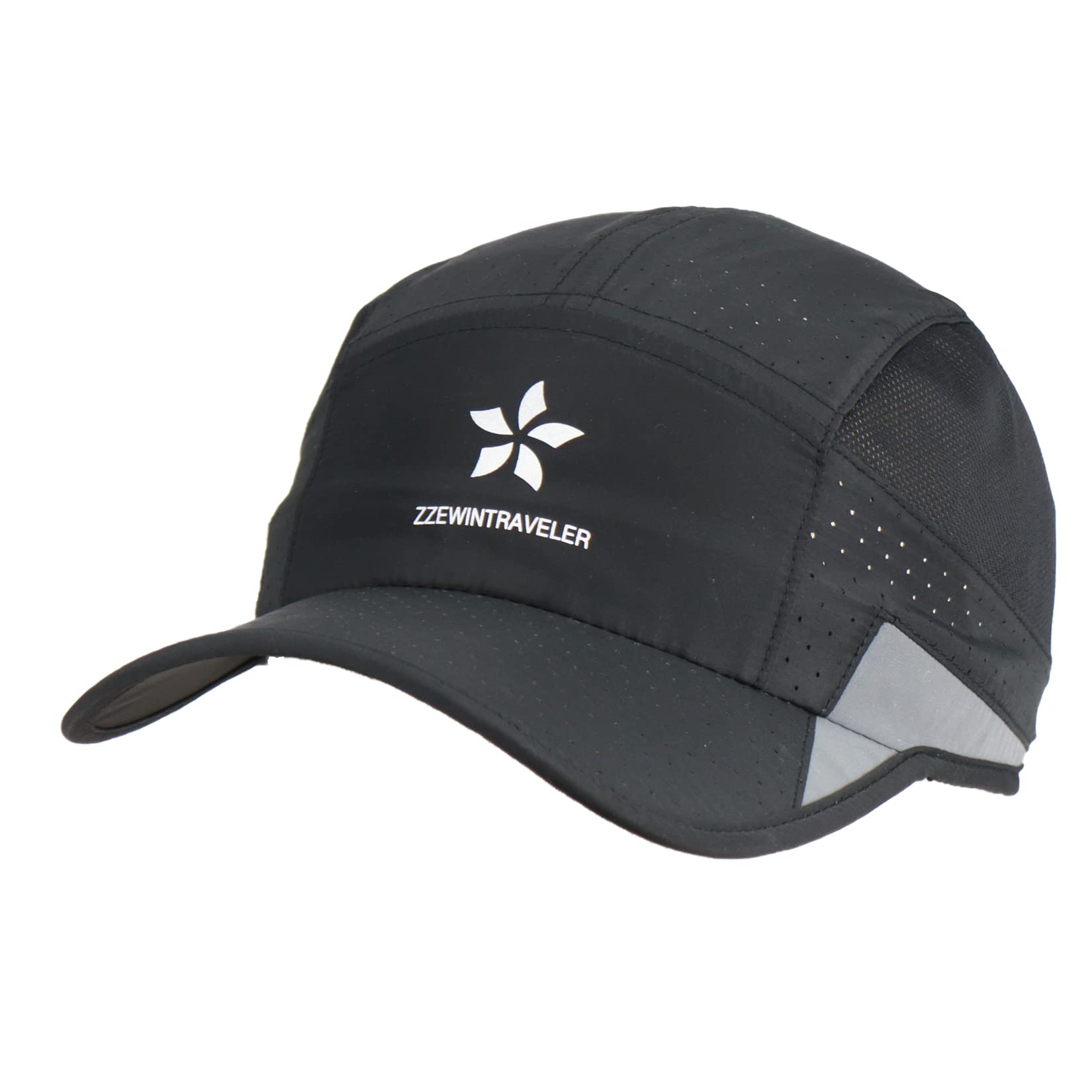 ZZEWINTRAVELER Reflective Running Cap Quick drying sports Hats Lightweight Breathable Unstructured Soft baseball cap Unisex (Rose Pink, New velcro)