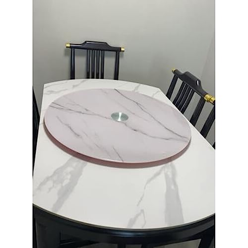 VERDDE 30in Round Lazy Susan Glass Turntable Marble Color Dining Table Serving Tray For Homes & Restaurants - Silent Smooth - Aluminum Alloy Bearing