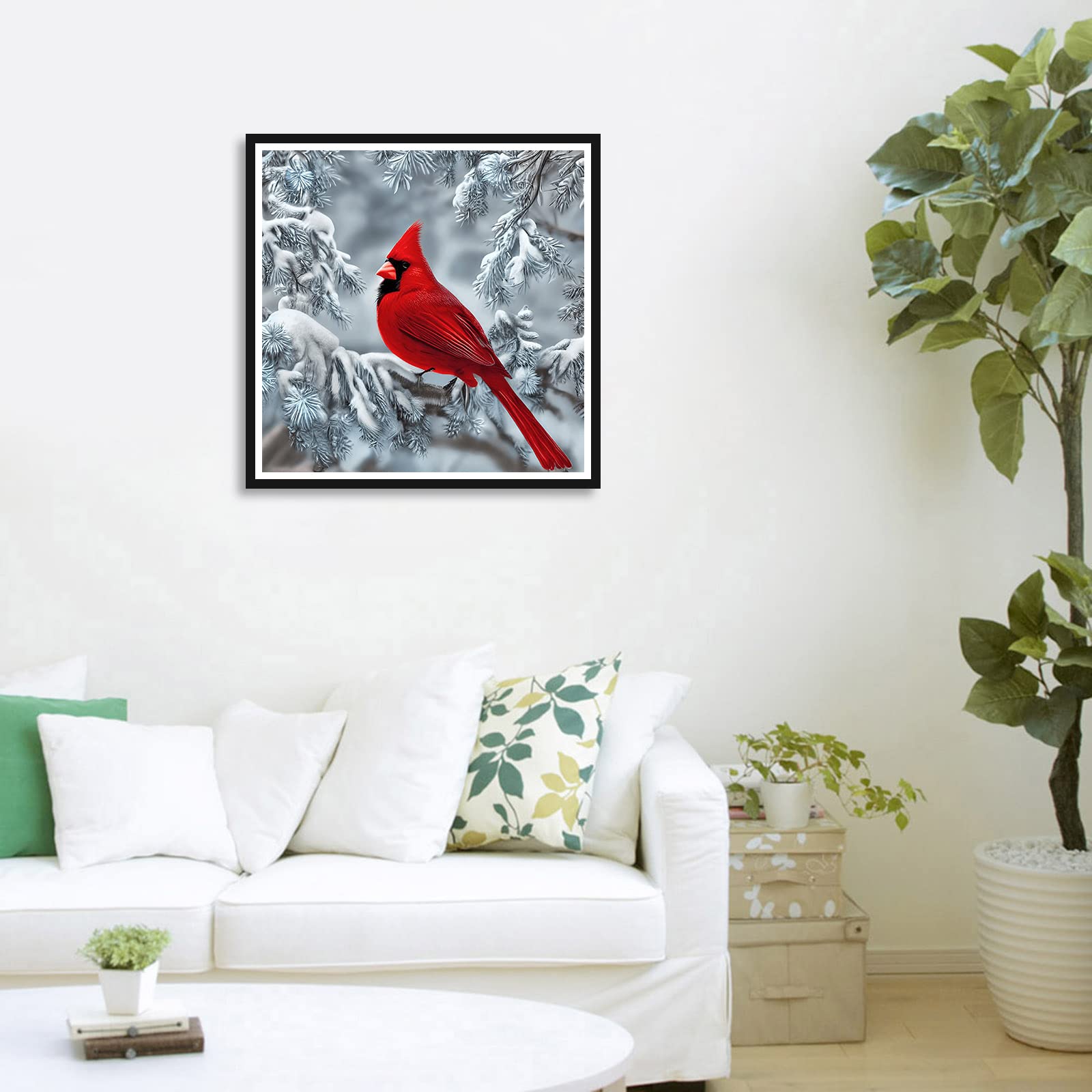 Stalente Diamond Painting Kits for Adults, Cardinal 5D DIY Diamond Art Kits for Beginners Round Full Drill Diamond Painting for Home Wall Decoration Gift 12×12inch, Birds