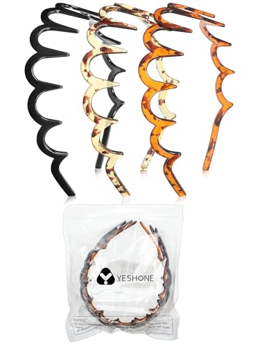 Yeshone 3-Piece Shark Tooth Hair Band, Plastic U-Shaped Hairband with Zigzag Teeth, Hair Accessory for Women and Girls, Black