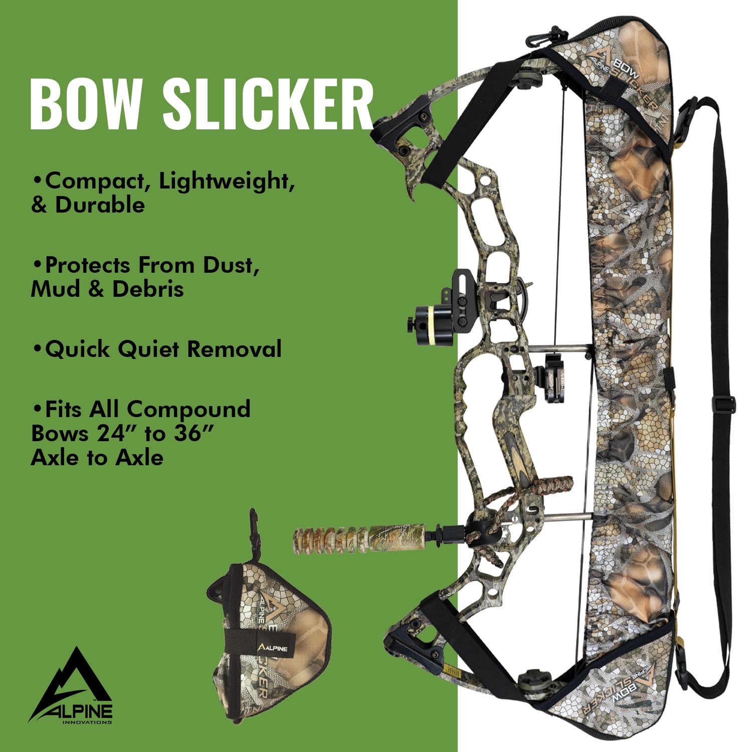 Slicker Weatherproof Bow Sling for Archery, Soft and Compact Bow Case for Hunting Gear Accessories, Cam and String Protector - Dark Earth Tan (G54)