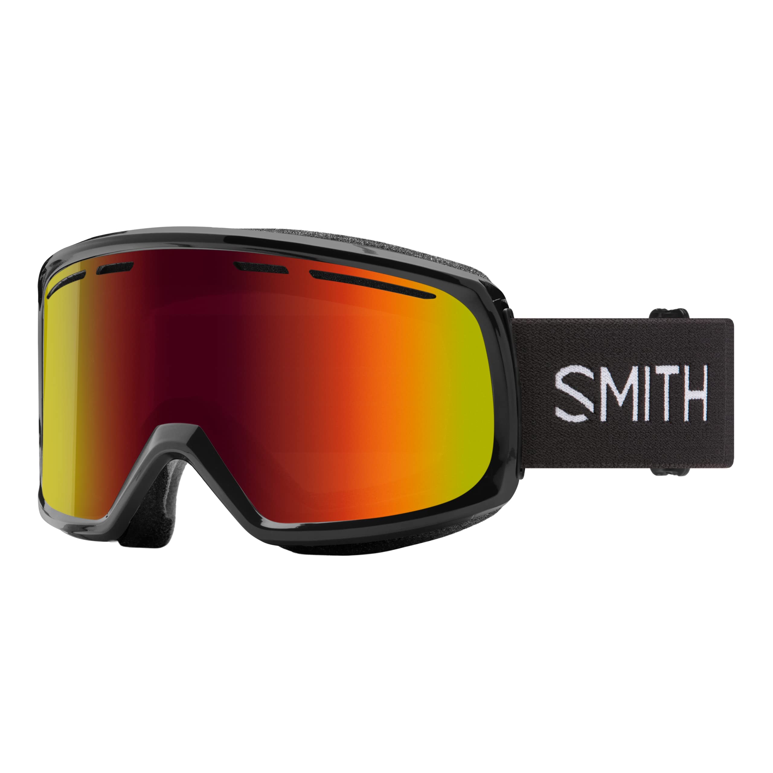 Smith Range - Low Bridge Fit Snow Goggles (Black, Red Sol-X Mirror)