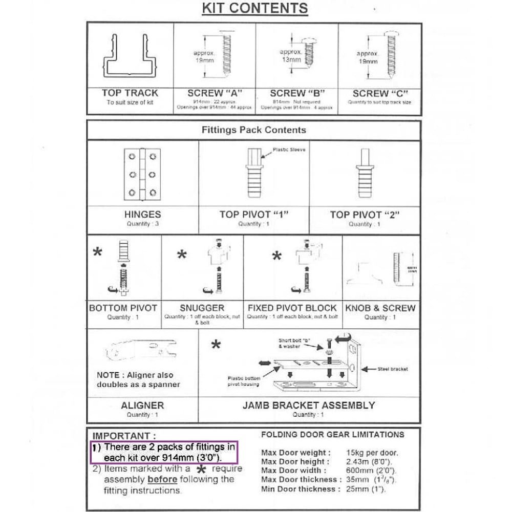 SLIK 08SL00601219 Folding Door Gear Track 1219MM, Aluminium