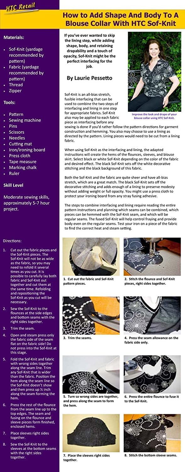Superpunch White Fusible Knit Interfacing, Sof-Knit Fabric Interlining Woven- 60’’Wide HTC1725-1, Embroidery Stabilizers- All Bias Stretch, 100% Nylon, Sold in 5 Yard, Made in USA