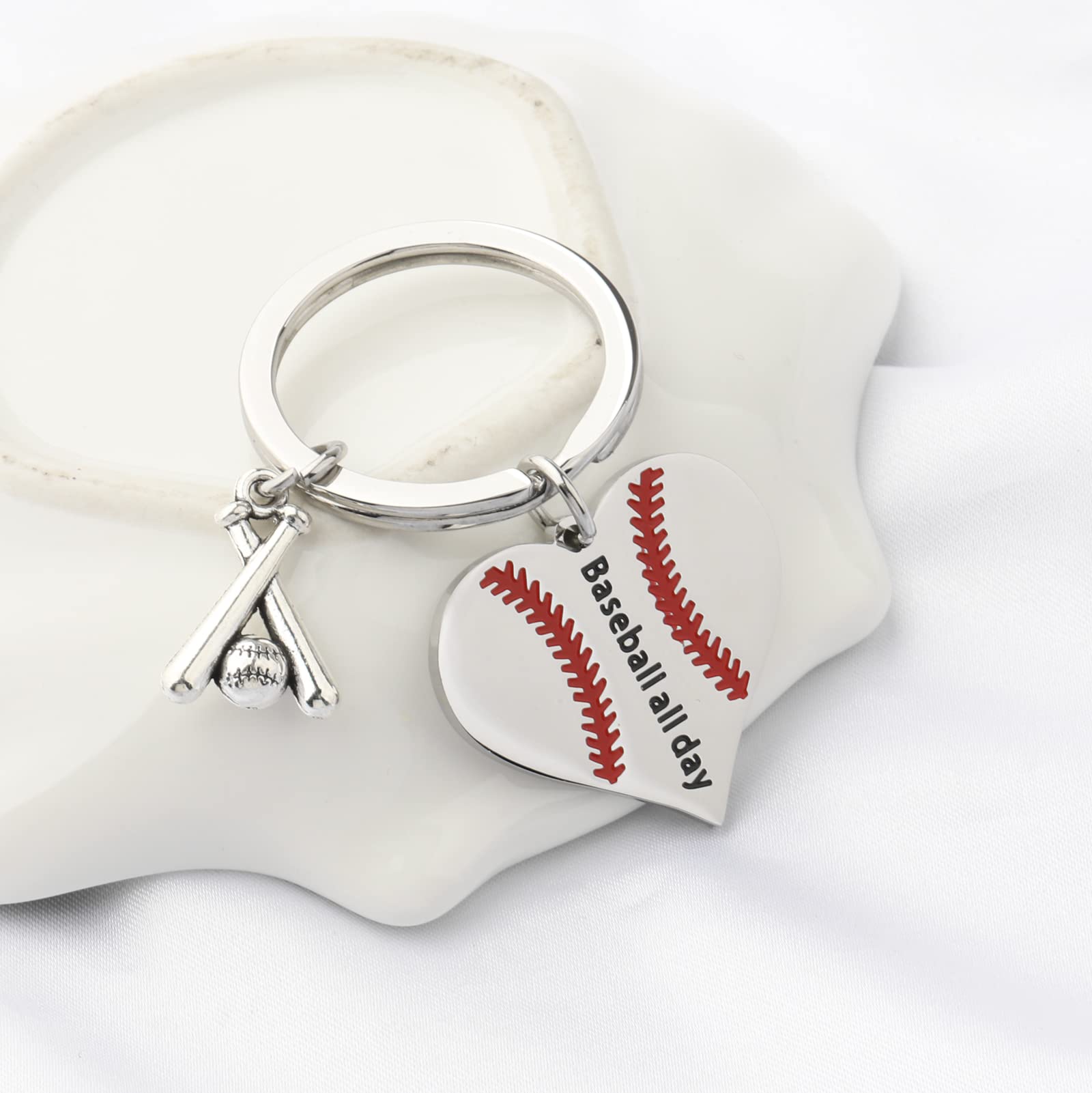 WSNANG Baseball Keychain Baseball Player Gifts Baseball Lover Jewelry Baseball Team Baseball Coach Thank You Gift (silver)