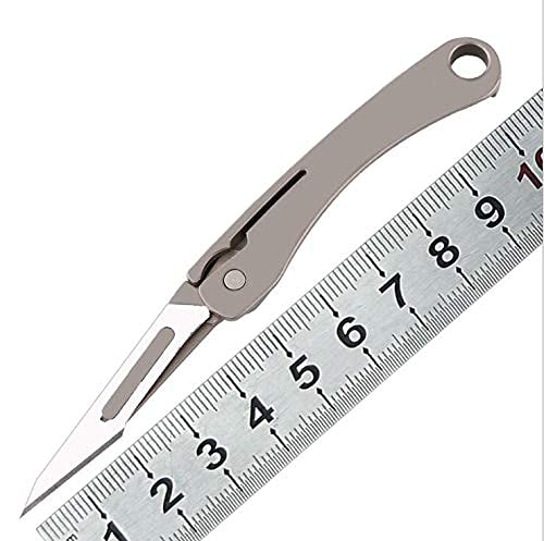 Samior TS105 Titanium Folding Scalpel Knife, Mini Slip Joint Utlitly EDC Keychain Knife with 10pcs 11# replacable Blades, Craft Working, Box Opening, Light Daily Use Knives