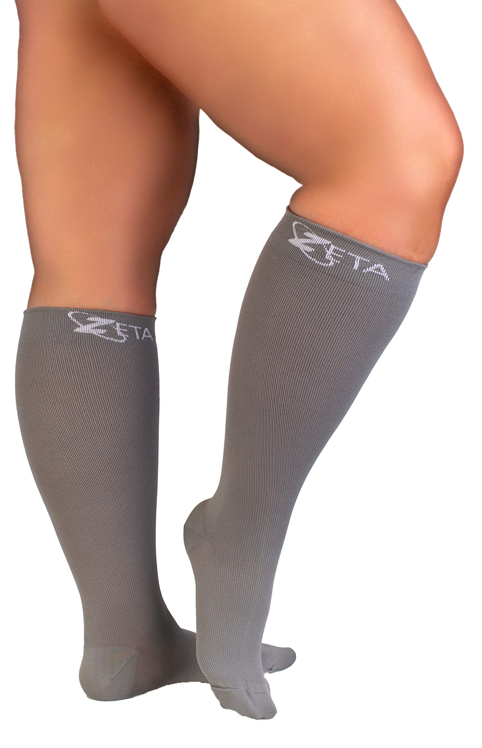 Zeta Wear Plus Size Leg Sleeve Support Socks - The Wide Calf Compression Socks Men and Women Love for Its Amazing Fit, Cotton-Rich Comfort, Compression & Soothing Relief, 1 Pair, 3XL, Gray