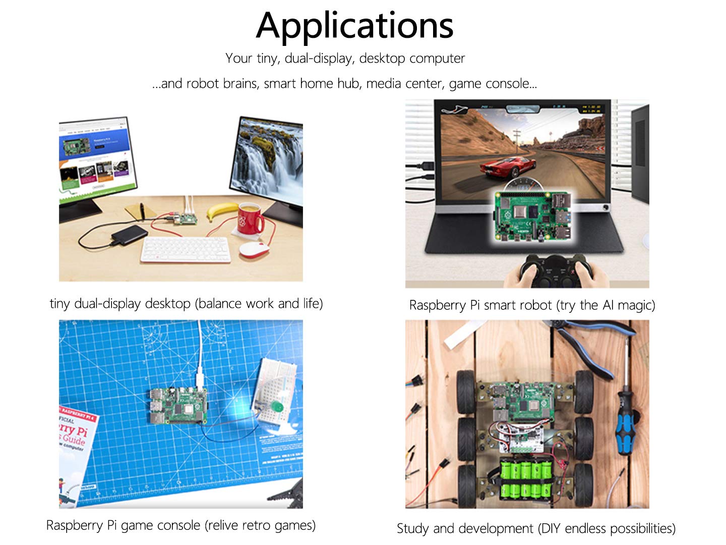 Waveshare Accessory Compatible with Raspberry Pi 4 Model B 2GB RAM with Powerful Processor Faster Networking Support Dual 4K Output and Different Choice of RAM Comes with a Copper Heat Sink