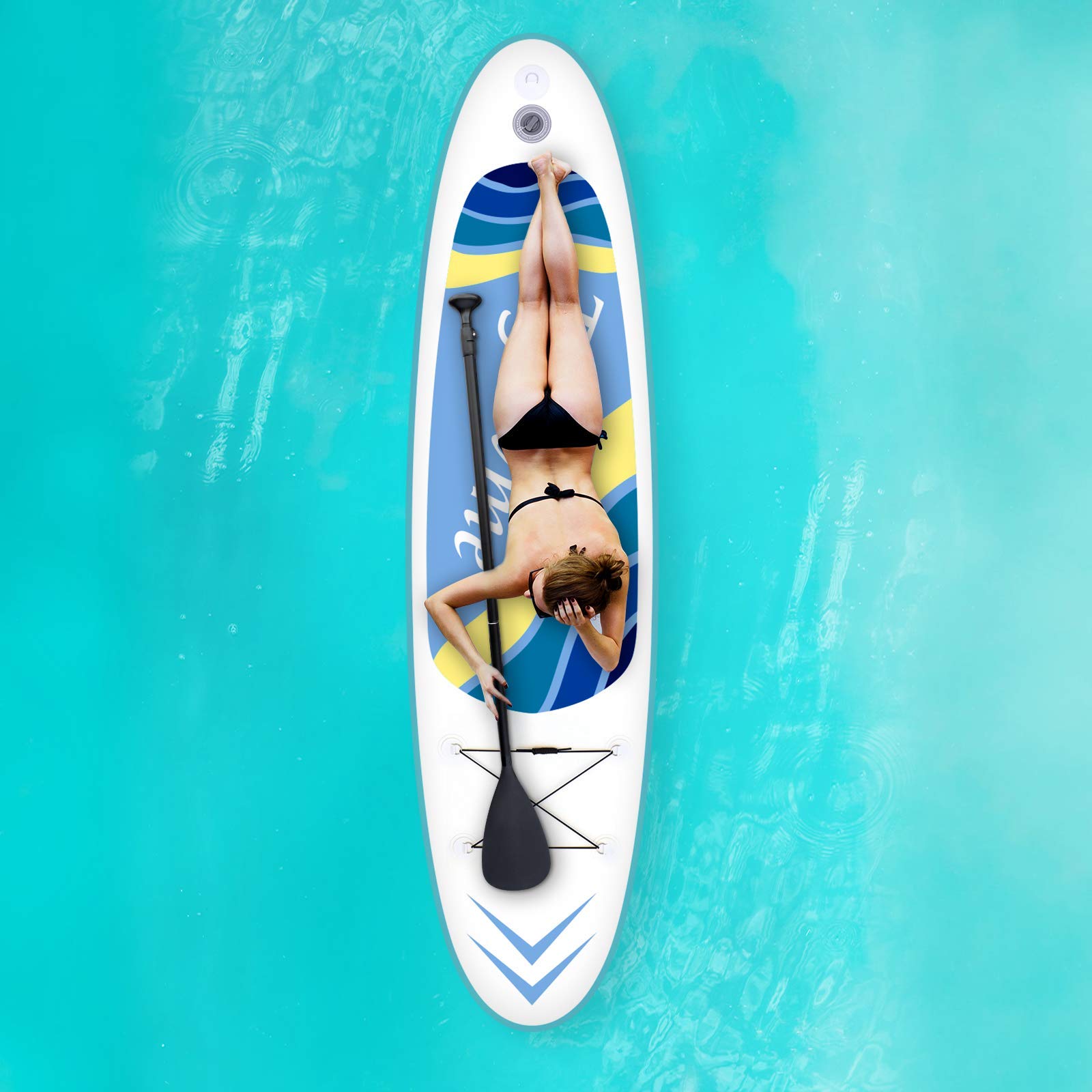 Tgzwme Paddle Board,10'×30"×6" Inflatable Stand Up Paddle Board for Adults with Adjustable Paddle,3 Fins, Leash, Hand Pump, Backpack