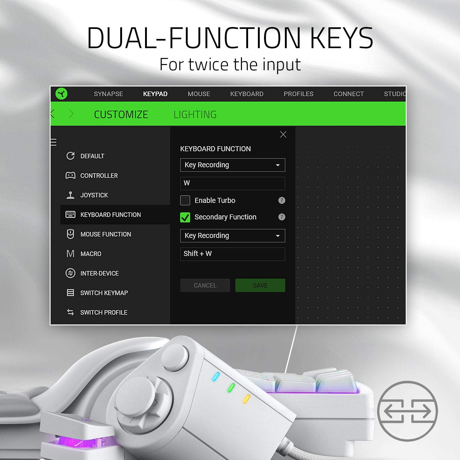 Razer Tartarus Pro Gaming Keypad: Analog-Optical Key Switches 32 Programmable Keys Customizable Chroma RGB Lighting- Programmable Macro Functionality- Variable Key-Press Pressure Sensitivity (Renewed)