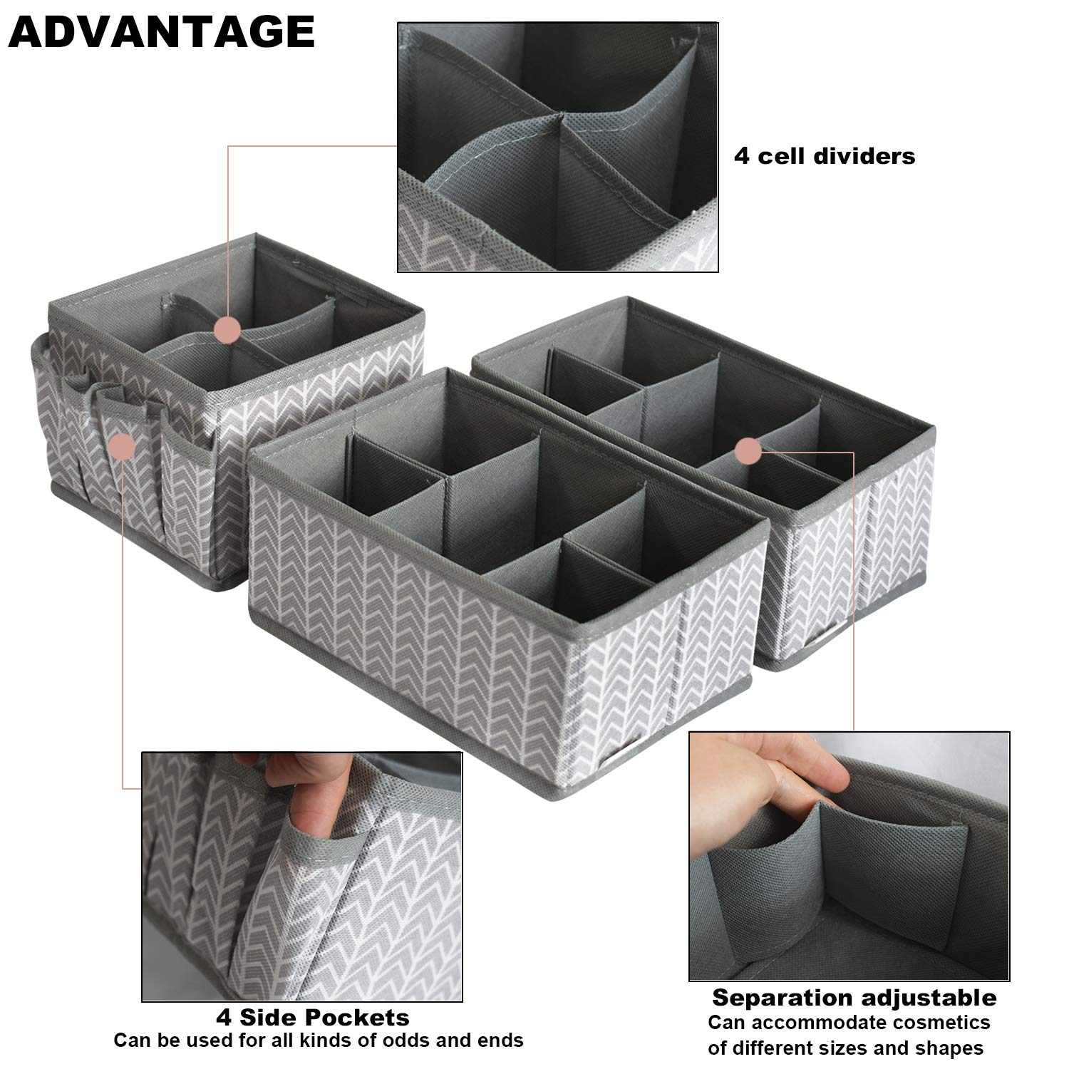 VERONLY Over the Door Hanging Organizer with 5 Large Pockets 1 Pack+ Adjustable Cosmetic Drawer Organizer for Bathroom Storage Set of 3