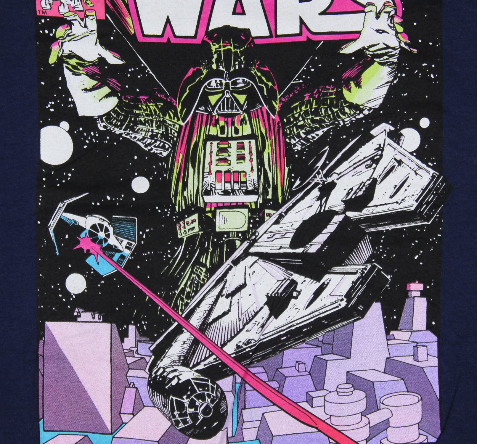 Star Wars Men's Neon Darth Vader Comic Cover Adult T-Shirt Tee (Small)