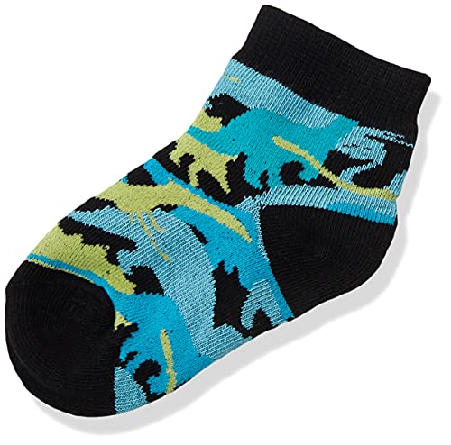 Spotted Zebra Boys' Kids Cotton Crew Socks, 12-Pack Camo/Shark/Dino, X-Small