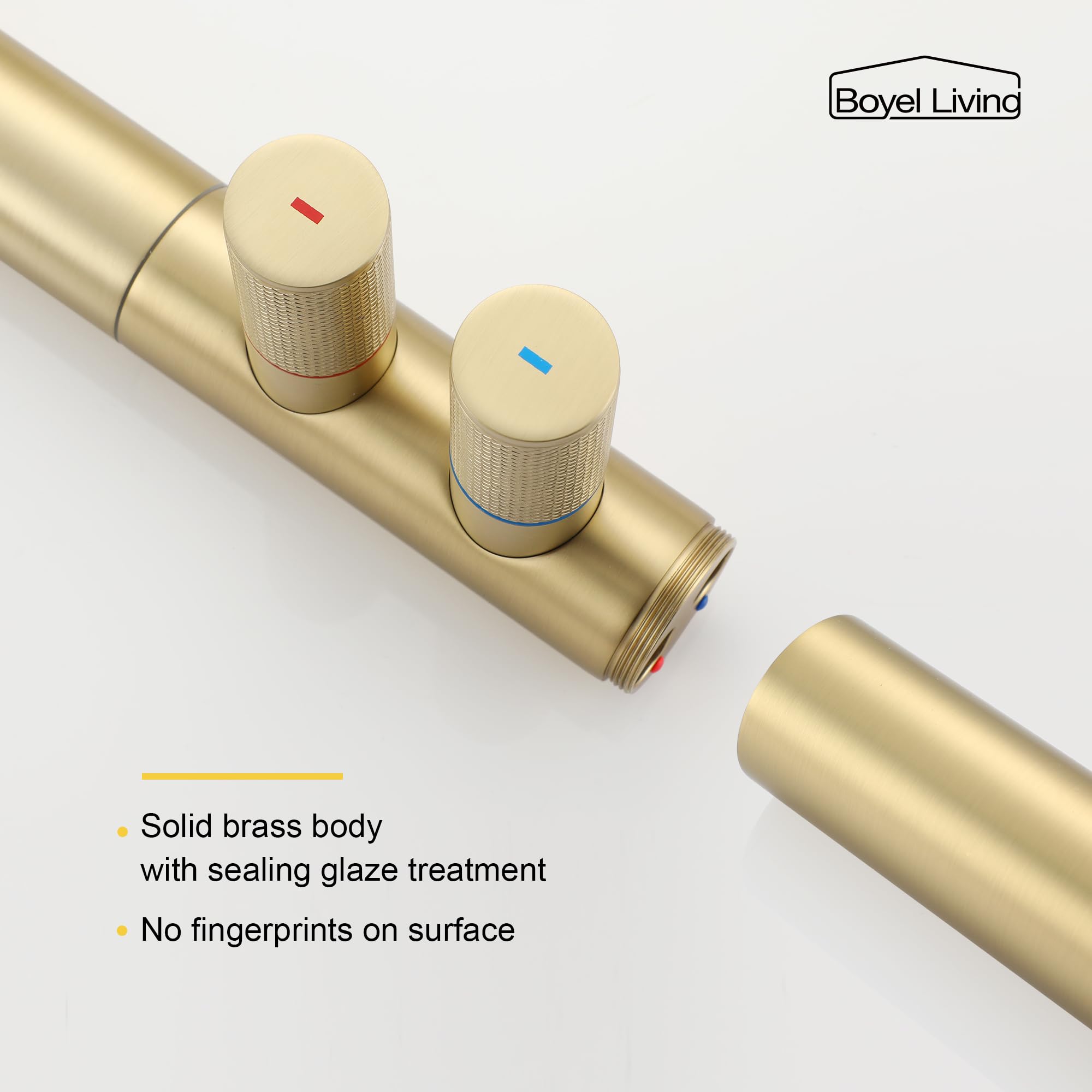 Premium Freestanding Bathtub Filler Faucet Brushed Gold Dual Handle Bath Tub Faucet Solid Brass Tub Filler Facuet for Bathtub