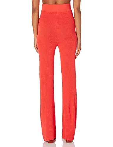 The Drop Women's Ellison Rib Flare Leg Sweater Pant, Fire Orange, XXS