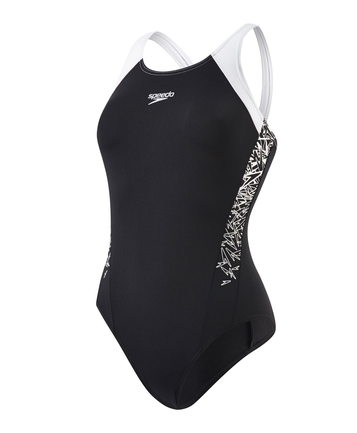 Speedo Women Boom Splice Muscleback Swimsuit - Black/White, 34