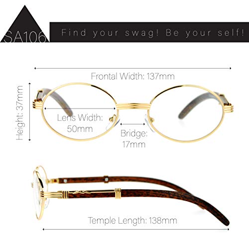 SA106 Art Nouveau Vintage Style Oval Metal Frame Eye Glasses Yellow Gold