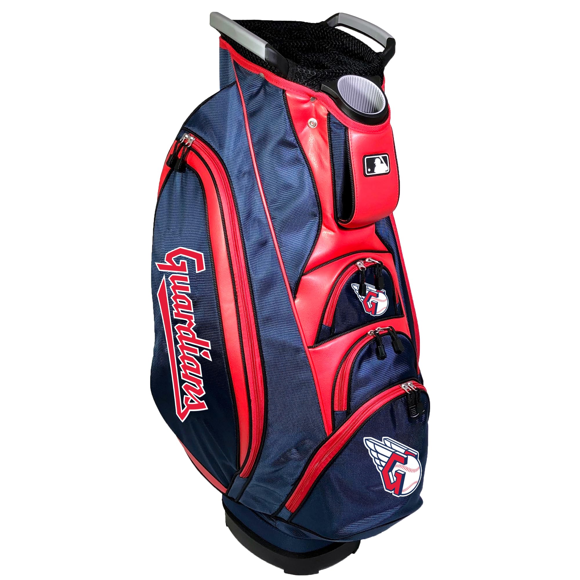 Team Golf MLB Cleveland Indians Victory Golf Cart Bag, 10-Way Top with Integrated Dual Handle & External Putter Well, Cooler Pocket, Padded Strap, Umbrella Holder & Removable Rain Hood