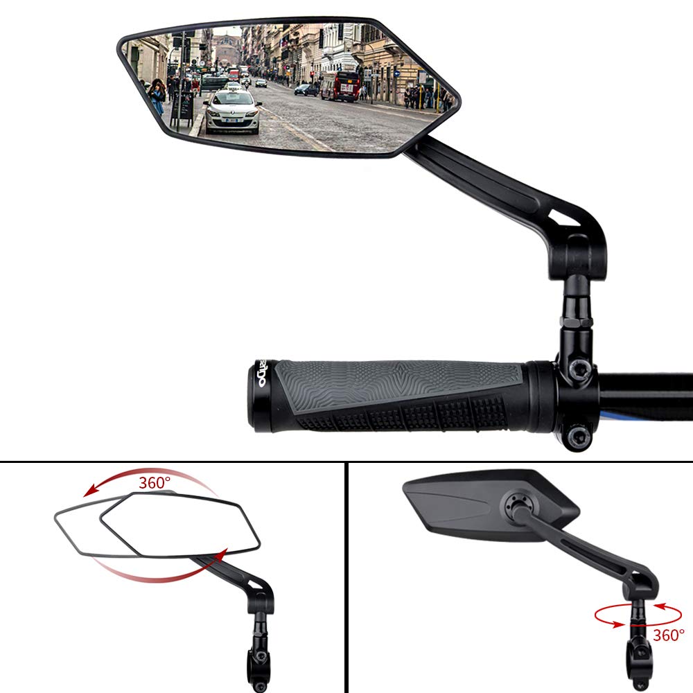 RBRL New bike mirror Blast-resistant Adjustable Bike Rearview Mirror with Large Lens,MTB Bicycle Mirrors for Handlebars (Left side)