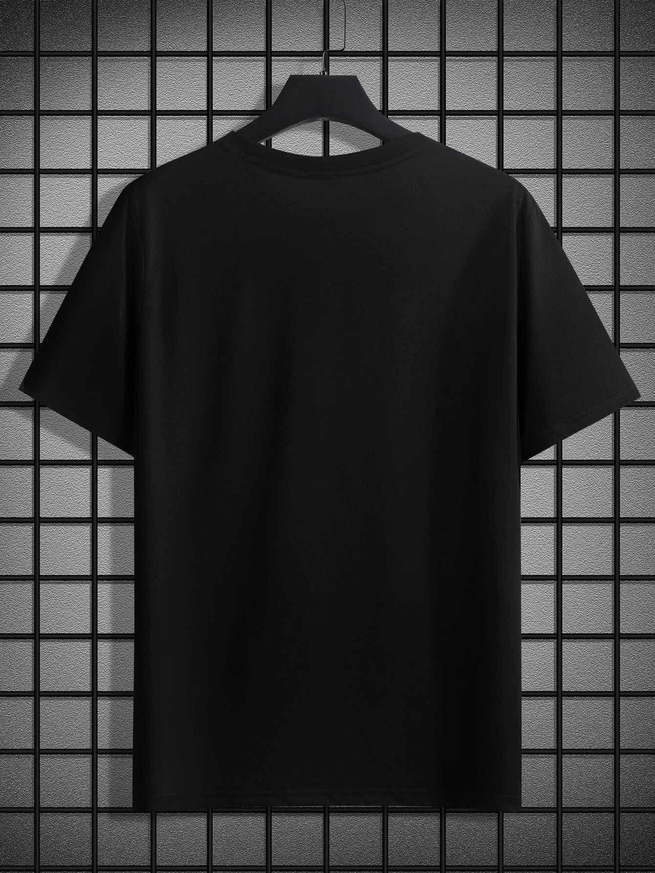 SOLY HUX Men's Color Graphic Letter Print Short Sleeve T Shirt Casual Summer Tee Tops Black Letter Print M