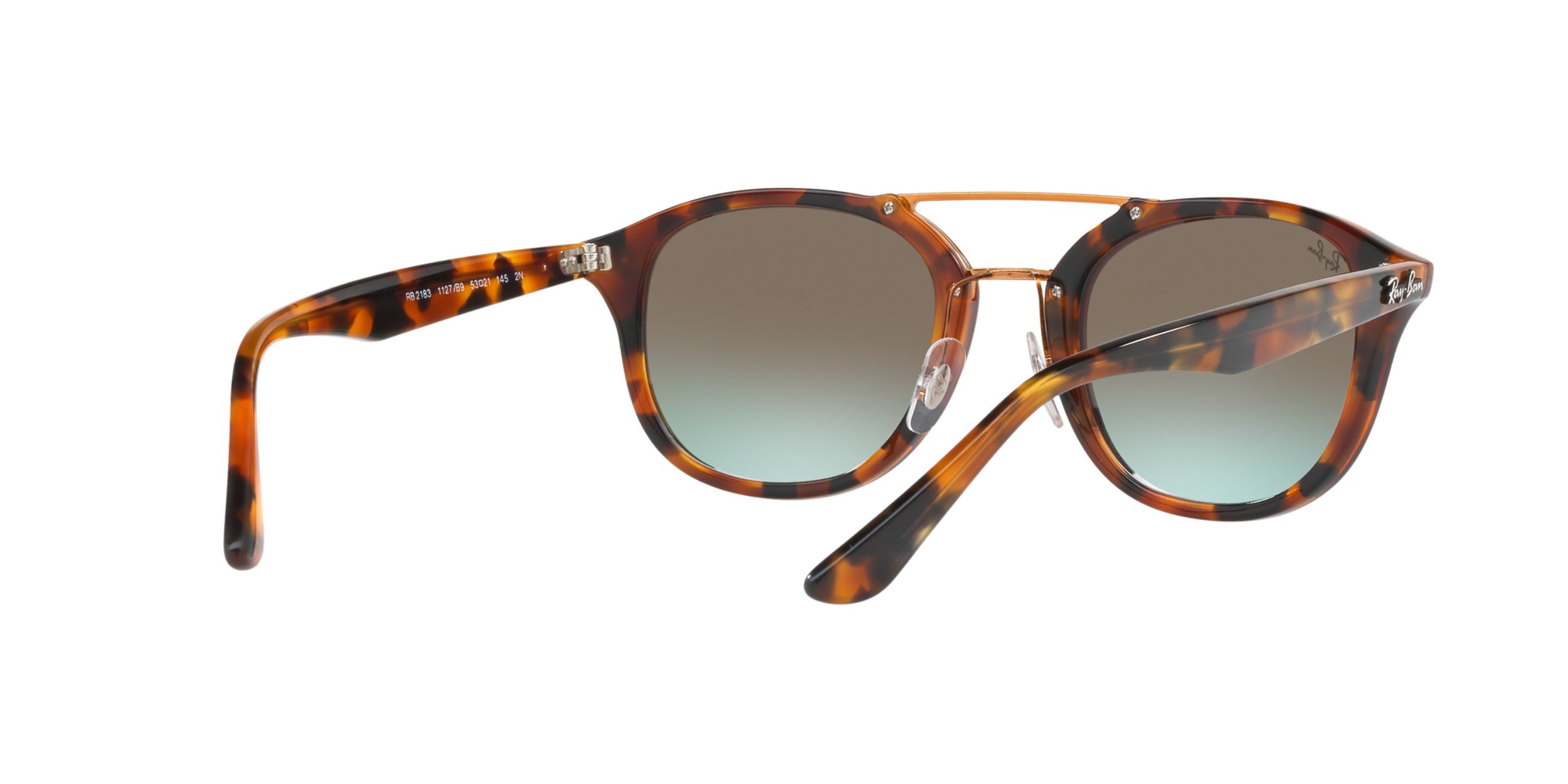 Ray-Ban Rb2183 Square Sunglasses, Top Havana Brown/Yellow/Green Gradient Brown Mirrored Pi, 53 mm