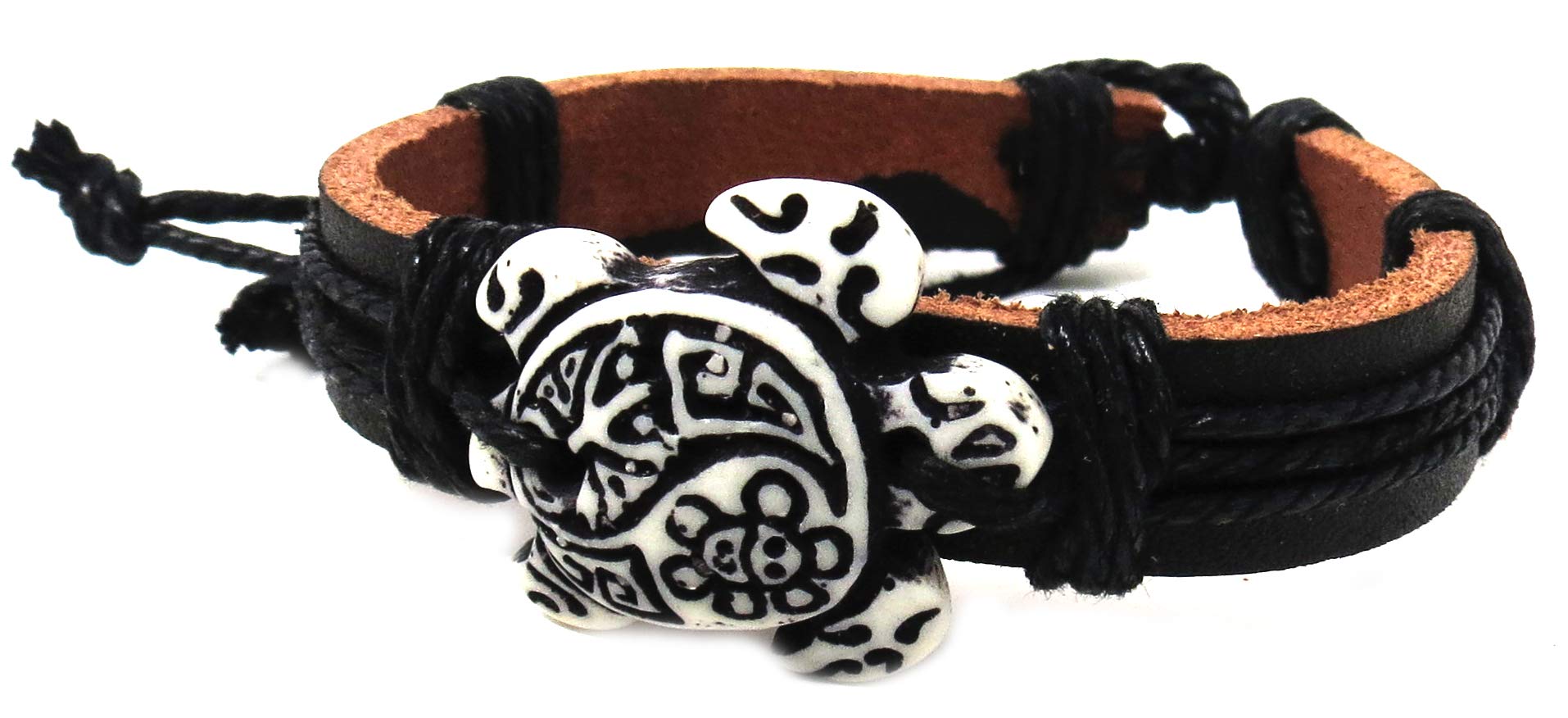 Sea Turtle Bracelet with Indian Symbols Engraved-Turtle with Coqui Taino and Indian Sun-Hawaiian Sea Turtles Leather Bracelet