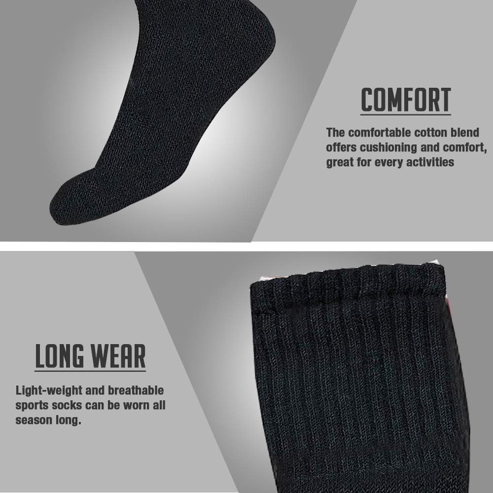 Yacht & Smith Mens & Womens Wholesale Bulk Cotton Tube Socks, Referee Style, by SOCKS'NBULK (12 Pairs Black, Mens 10-13 (Shoe Size 7-12))