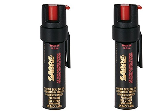 SABRE 3-IN-1 Pepper Spray - EjhzUE Advanced Police Strength - Compact Size with Clip, Contains 35 Bursts (5x Other Brands) & 10-Foot (3M) Range, 2Pack (.75-Ounce)