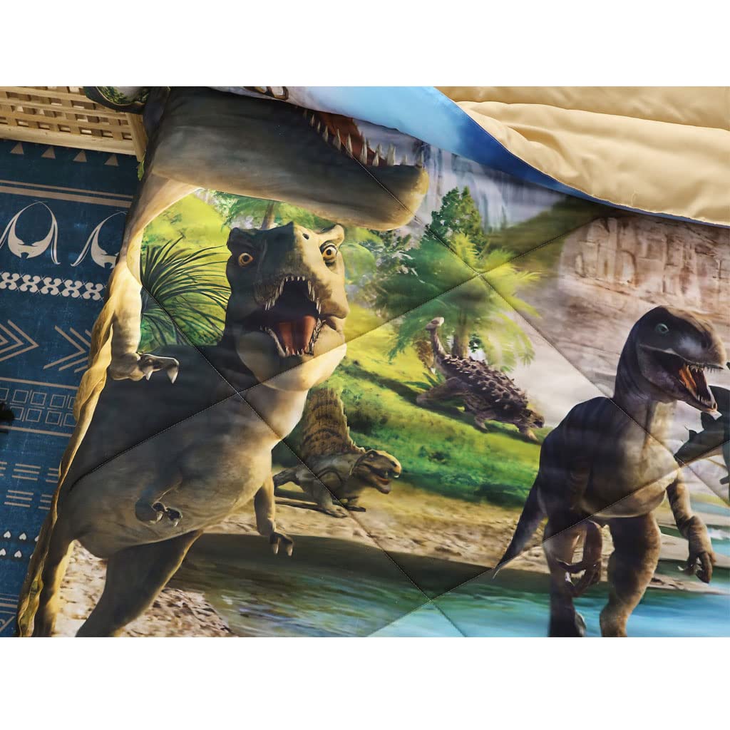 SIRDO 3 Piece Bed Sets for Boys Kids Twin Size 3D Dinosaur Prints Comforter Sets-Super Soft Fade Resistant Microfiber Duvet Sets