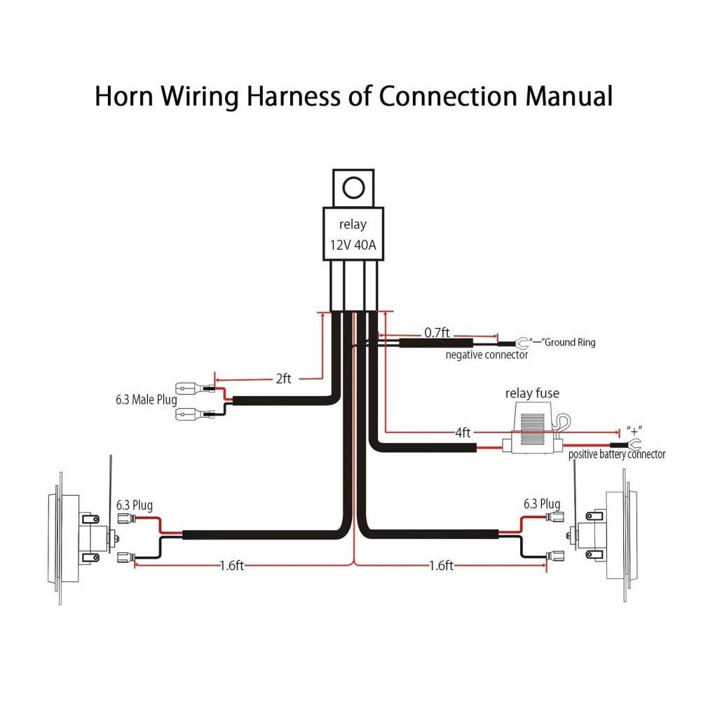 Somaer 12V Horn Wiring Harness Relay Kit For Car Truck Grille Mount Blast Tone Horns(Horn Not Included)