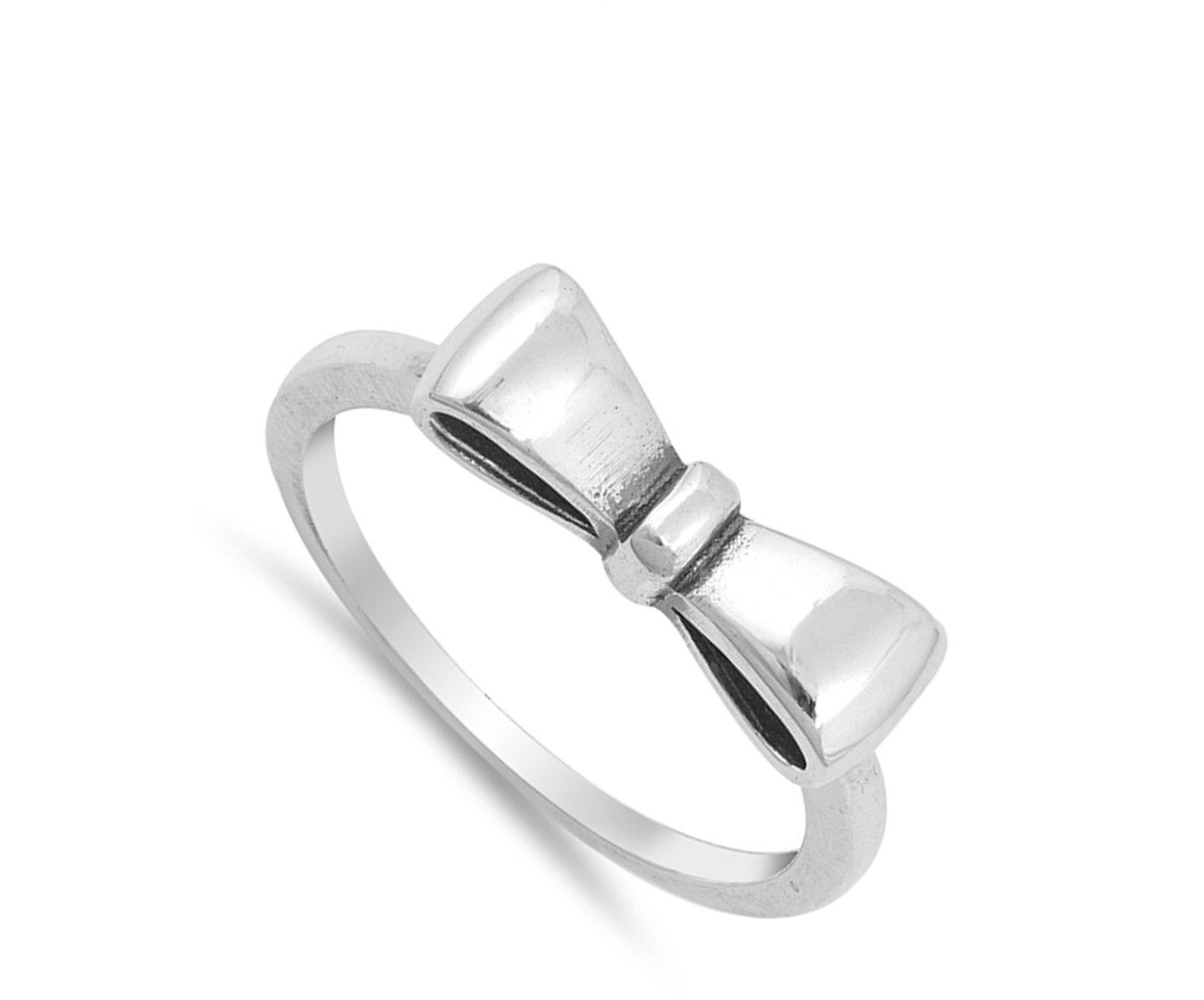 Oxidized Bow Ribbon Gift Knot Fashion Ring .925 Sterling Silver Band Size 9