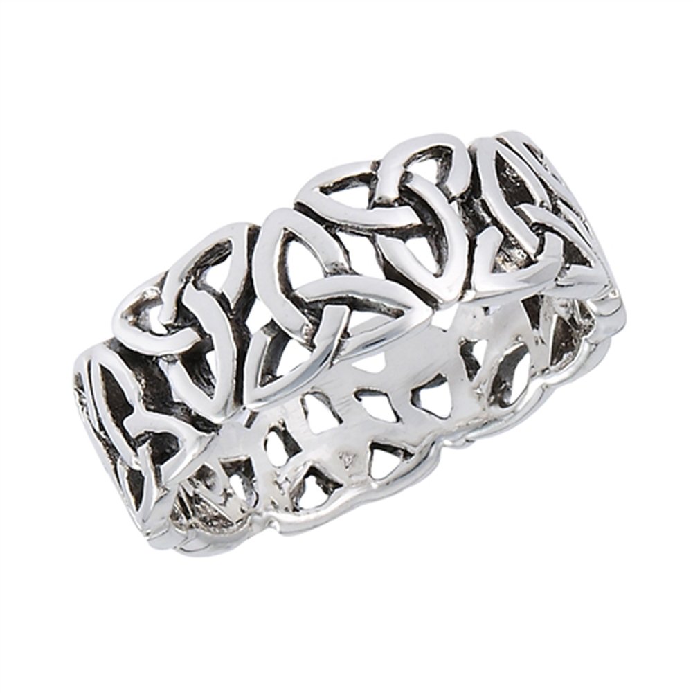 Oxidized Celtic Eternity Wedding Knot Ring .925 Sterling Silver Band Size 8