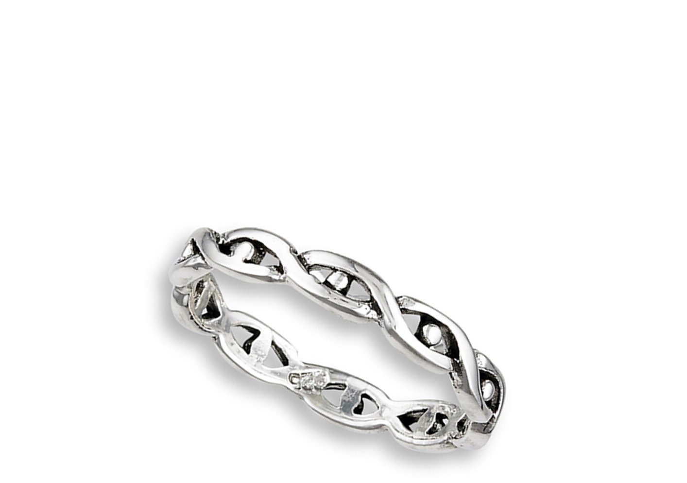 Oxidized Eternity Infinity Knot Evil Eye Ring Sterling Silver Band Size 3