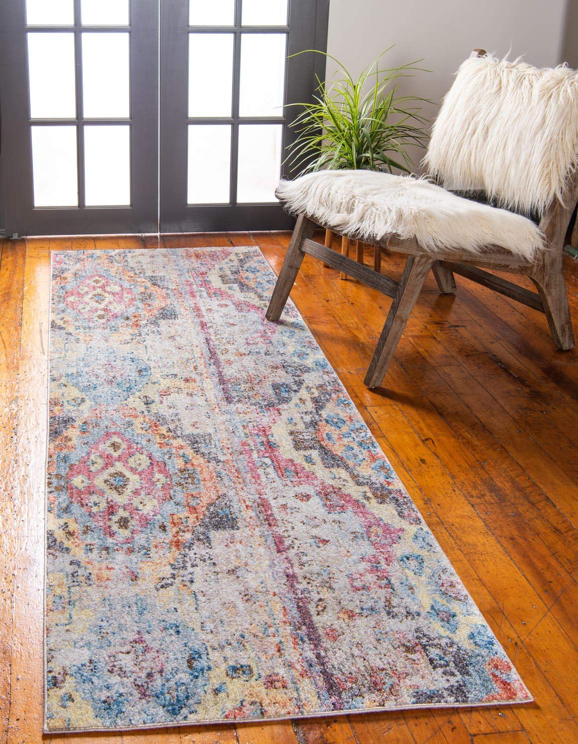 Unique Loom Basilica Collection Traditional Vintage Bohemian Inspired with Colorful Design Area Rug, 2' 2" x 6' 0", Multi/Beige