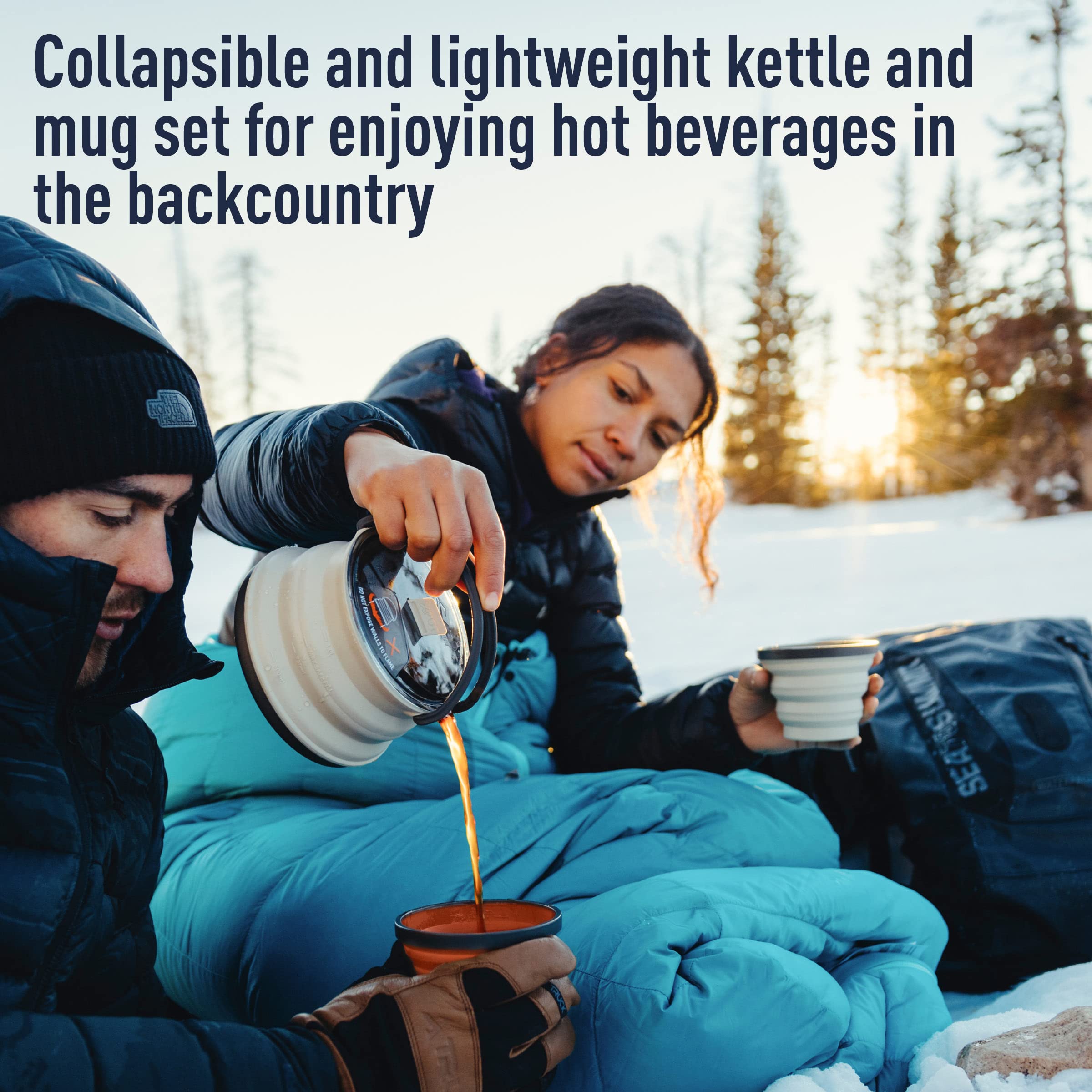 Sea to Summit X-Pot Collapsible Kettle and Mug Set for Backpacking and Camping, Lime/Royal Blue