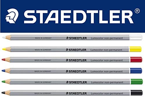 Staedtler Lumocolor Omnichrome Non permanent water soluble pencils, 6 Count (Black)