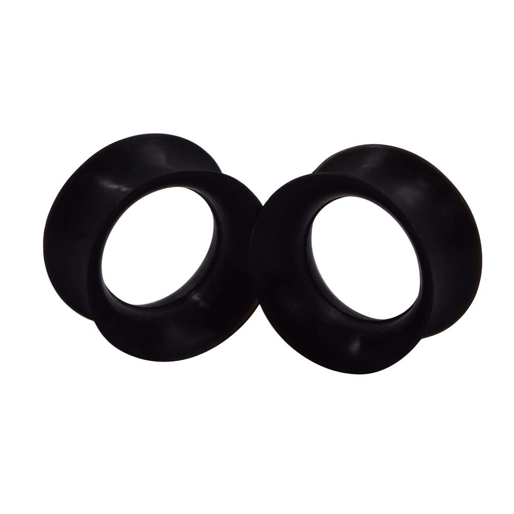 Oyaface 2 PC Black Soft Silicone Flexible Ear Skin Tunnels Plugs Expanders Gauges Hollow Body Piercing (Black 3/4ββ(20mm))