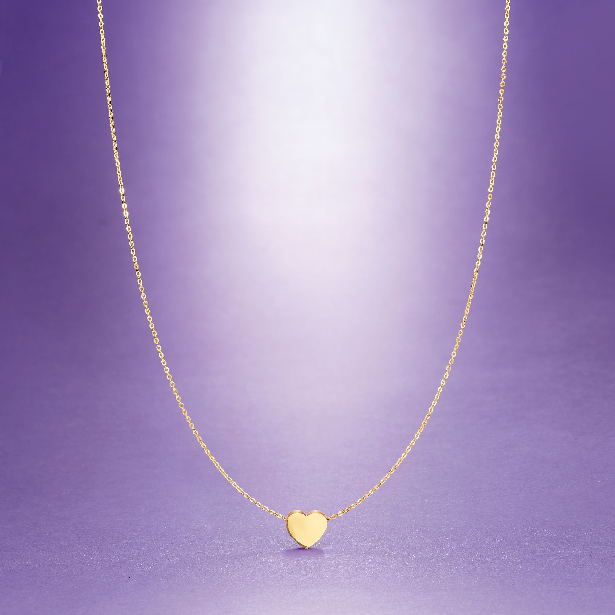 Ross-Simons RS Pure 14kt Yellow Gold Heart Pendant Necklace. 16 inches
